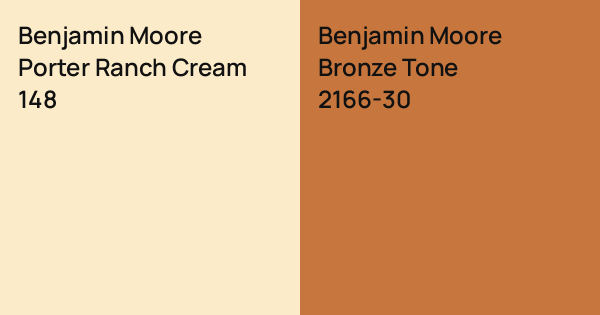 Benjamin Moore Porter Ranch Cream vs. Benjamin Moore Bronze Tone comparison