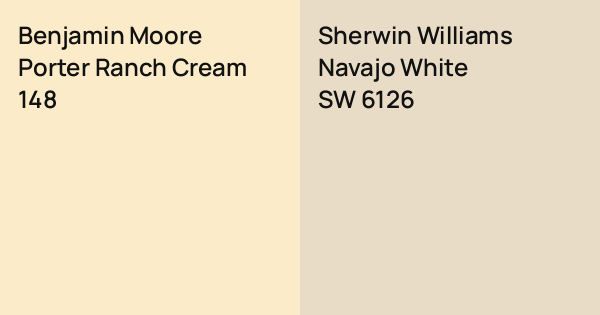 Benjamin Moore Porter Ranch Cream vs. Sherwin Williams Navajo White ...