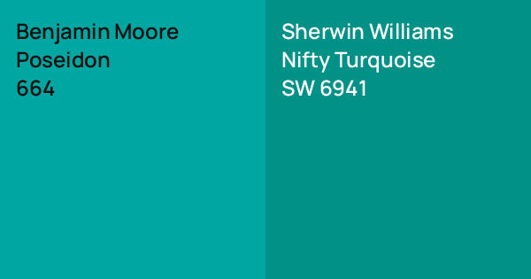 Benjamin Moore Poseidon vs. Sherwin Williams Nifty Turquoise comparison