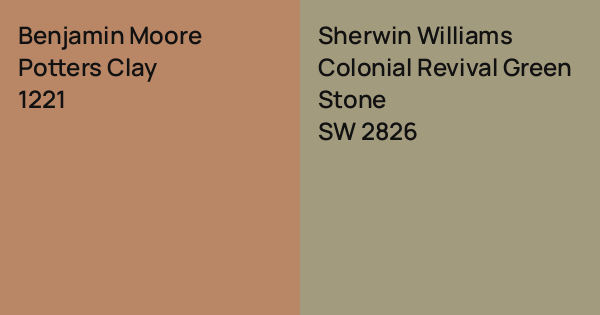 Benjamin Moore Potters Clay vs. Sherwin Williams Colonial Revival Green ...