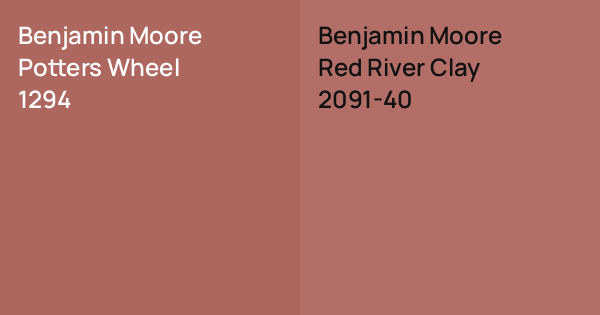 Benjamin Moore Potters Wheel vs. Benjamin Moore Red River Clay comparison