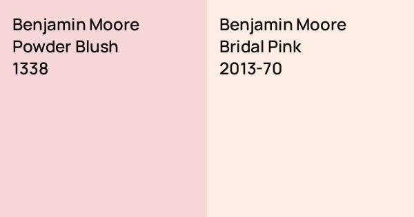 Benjamin Moore Powder Blush vs. Benjamin Moore Bridal Pink comparison