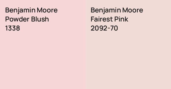 Benjamin Moore Powder Blush vs. Benjamin Moore Fairest Pink comparison