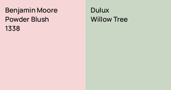 Benjamin Moore Powder Blush vs. Dulux Willow Tree comparison