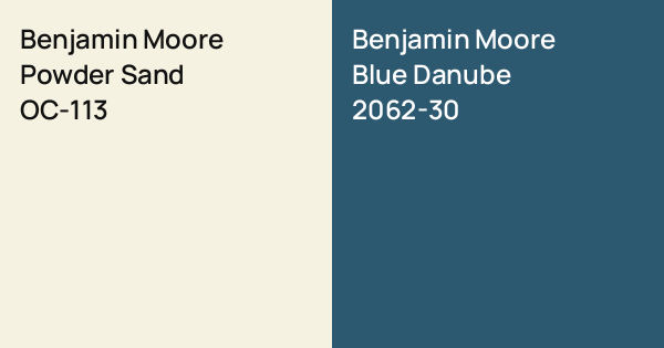 Benjamin Moore Powder Sand vs. Benjamin Moore Blue Danube comparison