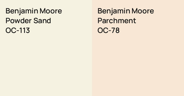 Benjamin Moore Powder Sand vs. Benjamin Moore Parchment comparison