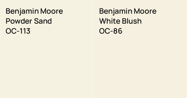 Benjamin Moore Powder Sand vs. Benjamin Moore White Blush comparison
