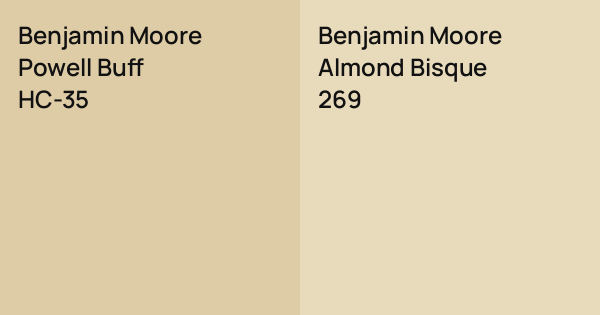 Benjamin Moore Powell Buff vs. Benjamin Moore Almond Bisque comparison