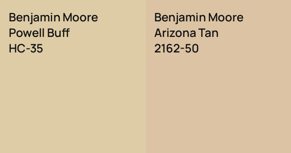 Benjamin Moore Powell Buff vs. Benjamin Moore Arizona Tan comparison