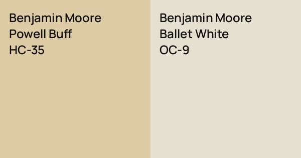 Benjamin Moore Powell Buff vs. Benjamin Moore Ballet White comparison
