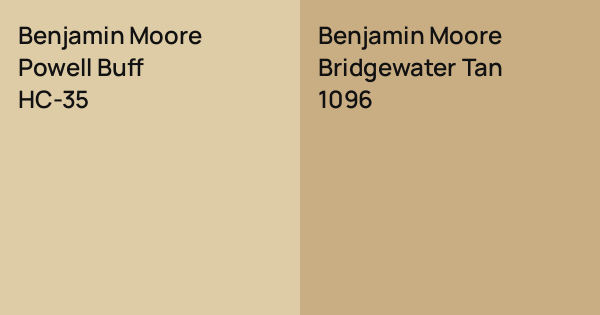 Benjamin Moore Powell Buff vs. Benjamin Moore Bridgewater Tan comparison