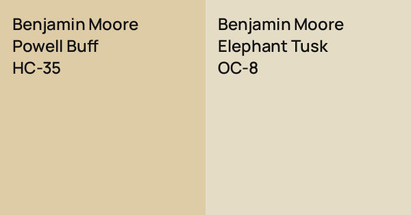 Benjamin Moore Powell Buff vs. Benjamin Moore Elephant Tusk comparison
