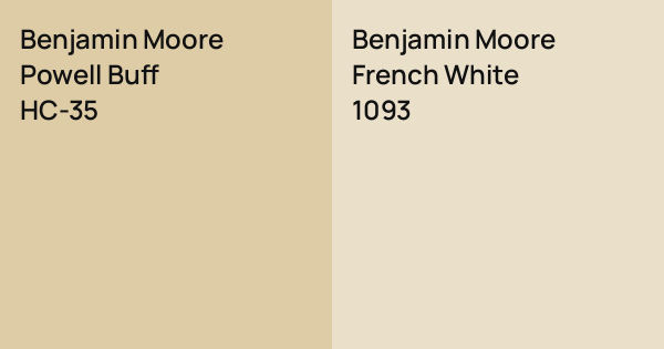 Benjamin Moore Powell Buff vs. Benjamin Moore French White comparison