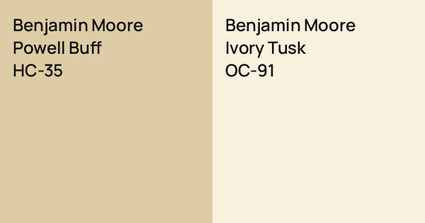 Benjamin Moore Powell Buff vs. Benjamin Moore Ivory Tusk comparison