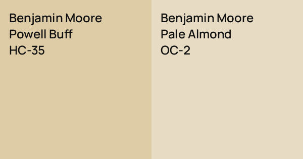 Benjamin Moore Powell Buff vs. Benjamin Moore Pale Almond comparison