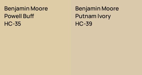 Benjamin Moore Powell Buff vs. Benjamin Moore Putnam Ivory comparison