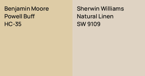 Benjamin Moore Powell Buff vs. Sherwin Williams Natural Linen comparison