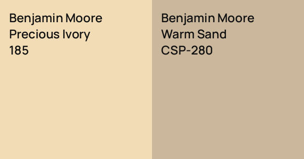 Benjamin Moore Precious Ivory vs. Benjamin Moore Warm Sand comparison