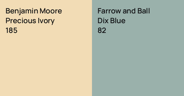 Benjamin Moore Precious Ivory vs. Farrow and Ball Dix Blue comparison