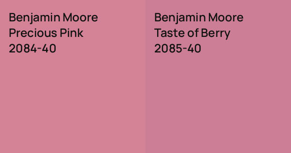 Benjamin Moore Precious Pink vs. Benjamin Moore Taste of Berry comparison