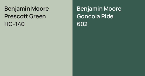 Benjamin Moore Prescott Green vs. Benjamin Moore Gondola Ride comparison