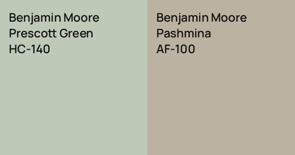 Benjamin Moore Prescott Green vs. Benjamin Moore Pashmina comparison