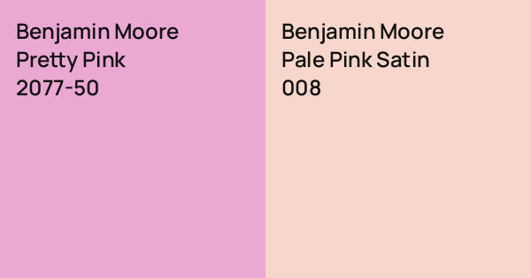 Benjamin Moore Pretty Pink vs. Benjamin Moore Pale Pink Satin comparison