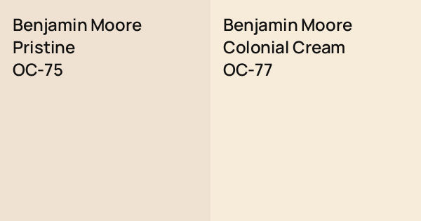 Benjamin Moore Pristine vs. Benjamin Moore Colonial Cream comparison