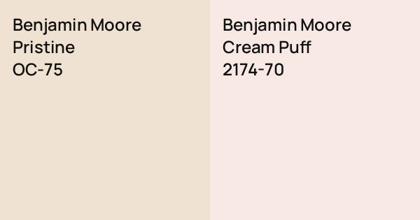 Benjamin Moore Pristine vs. Benjamin Moore Cream Puff comparison