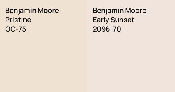 Benjamin Moore Pristine vs. Benjamin Moore Early Sunset comparison