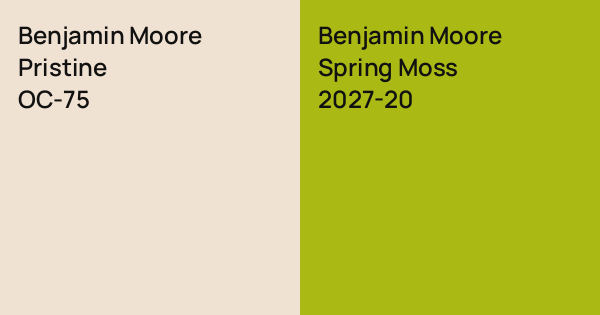 Benjamin Moore Pristine vs. Benjamin Moore Spring Moss comparison