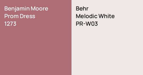 Benjamin Moore Prom Dress vs. Behr Melodic White comparison