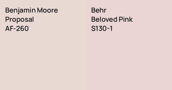 Benjamin Moore Proposal vs. Behr Beloved Pink comparison