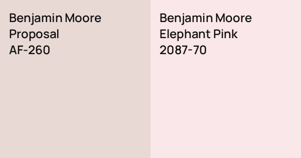 Benjamin Moore Proposal vs. Benjamin Moore Elephant Pink comparison