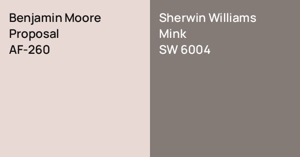 Benjamin Moore Proposal vs. Sherwin Williams Mink comparison