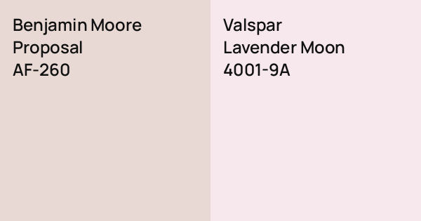 Benjamin Moore Proposal vs. Valspar Lavender Moon comparison
