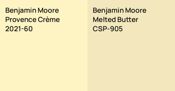 Benjamin Moore Provence Crème vs. Benjamin Moore Melted Butter comparison