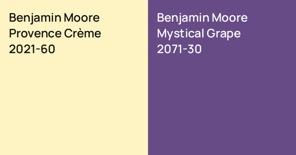 Benjamin Moore Provence Crème vs. Benjamin Moore Mystical Grape comparison