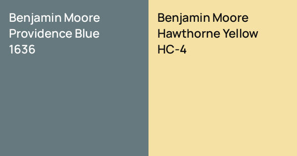 Benjamin Moore Providence Blue vs. Benjamin Moore Hawthorne Yellow ...