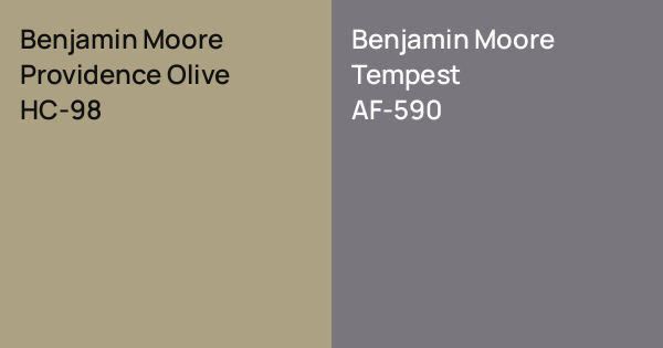 Benjamin Moore Providence Olive vs. Benjamin Moore Tempest comparison