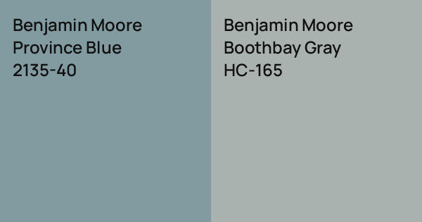 Benjamin Moore Province Blue vs. Benjamin Moore Boothbay Gray comparison