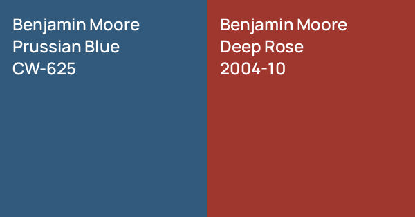 Benjamin Moore Prussian Blue vs. Benjamin Moore Deep Rose comparison