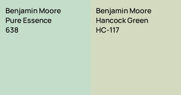 Benjamin Moore Pure Essence vs. Benjamin Moore Hancock Green comparison