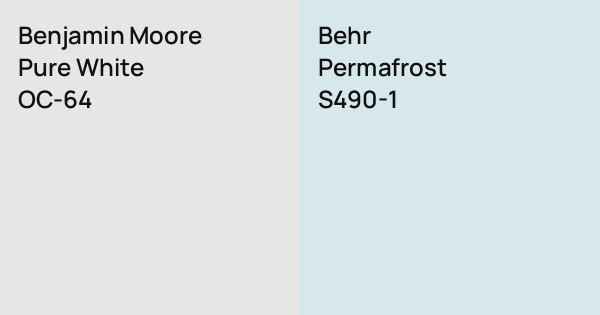 Benjamin Moore Pure White vs. Behr Permafrost comparison