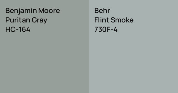 Benjamin Moore Puritan Gray vs. Behr Flint Smoke comparison