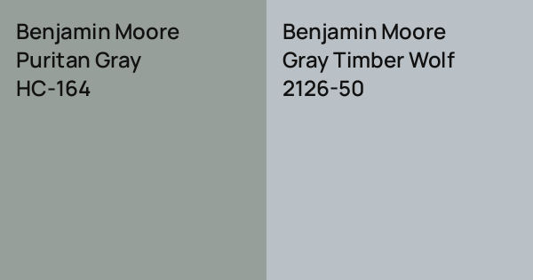 Benjamin Moore Puritan Gray vs. Benjamin Moore Gray Timber Wolf comparison