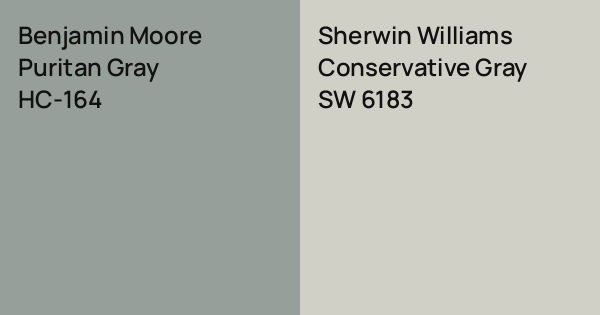 Benjamin Moore Puritan Gray vs. Sherwin Williams Conservative Gray ...