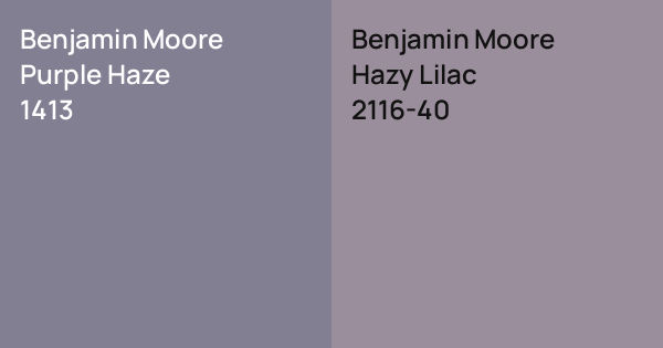 Benjamin Moore Purple Haze vs. Benjamin Moore Hazy Lilac comparison