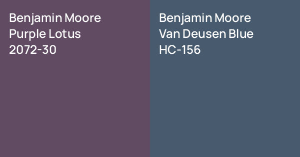 Benjamin Moore Purple Lotus vs. Benjamin Moore Van Deusen Blue comparison
