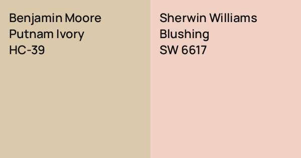 Benjamin Moore Putnam Ivory vs. Sherwin Williams Blushing comparison